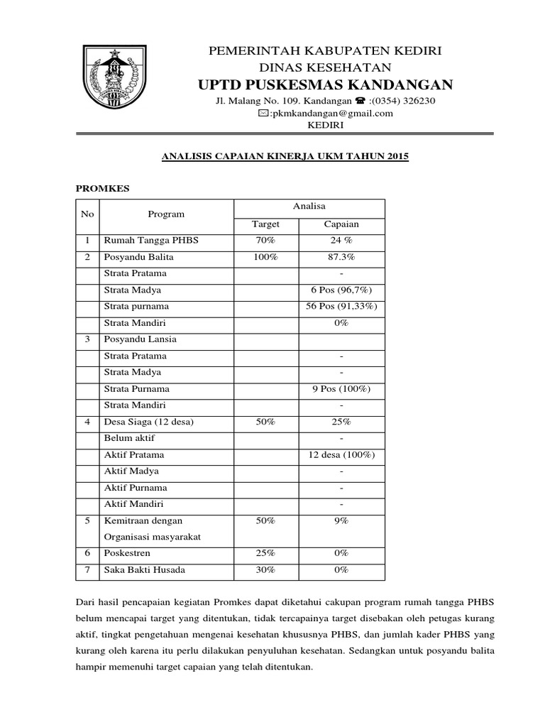 Contoh Analisis Capaian Kinerja Ukm Ok | PDF