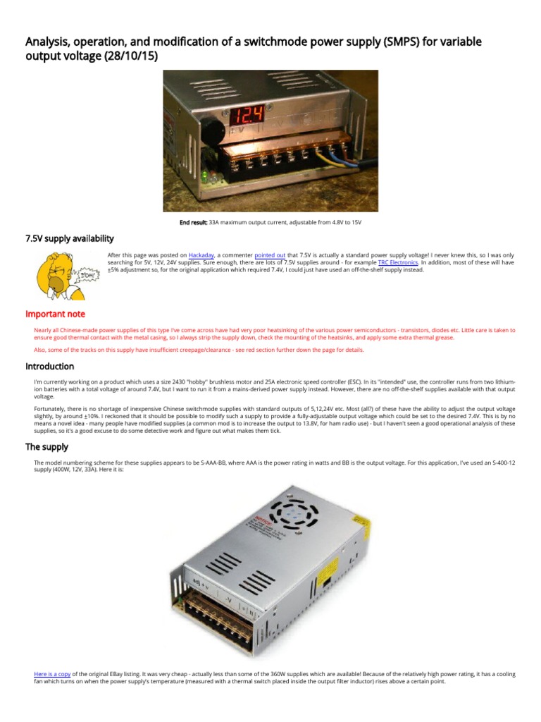 Modifying A Chinese Power Supply To Provide A Variable Voltage | PDF ...