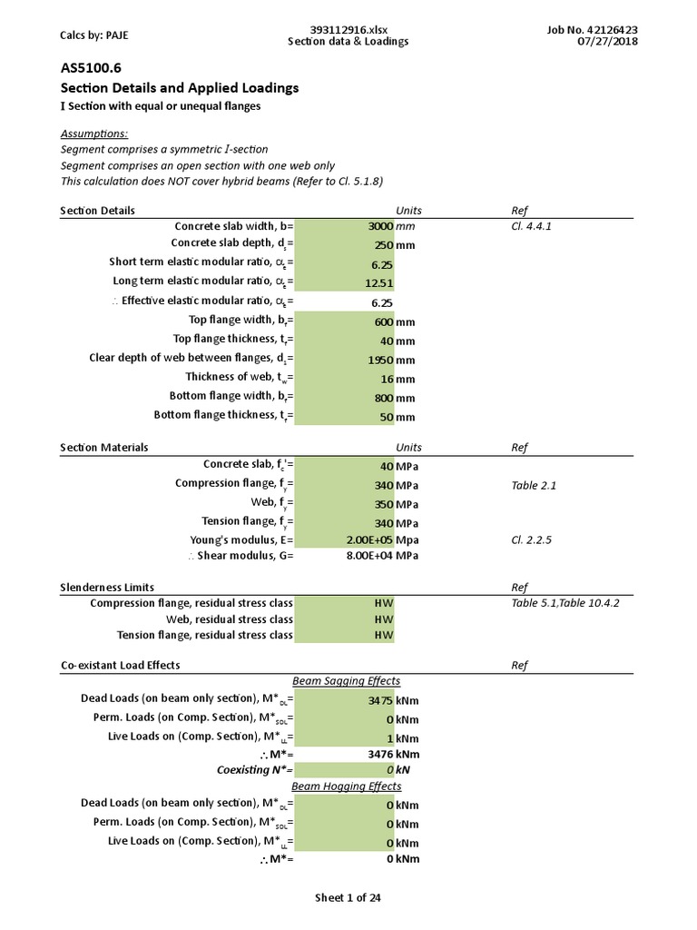 Composite Steel Beam - ULS To AS5100.6 (Corrected 2016-07-27) | PDF ...