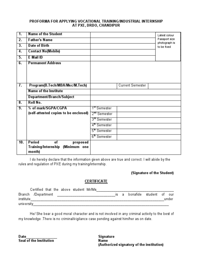 Proforma For Summer TRG - App-A | PDF | Computers