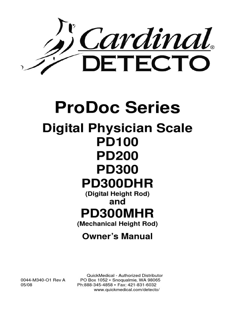 Detecto PD300 Scale Owner's Manual | PDF | Electrical Connector | Body ...