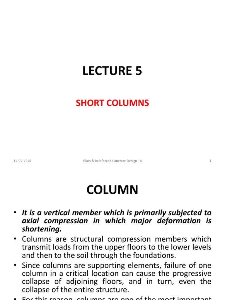 5 - Short Columns | PDF | Column | Strength Of Materials