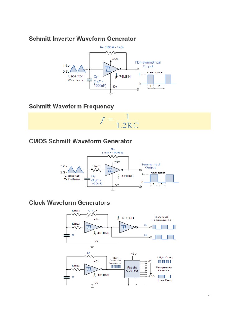Schmitt Inverter Waveform Generator | PDF | Electronic Circuits ...