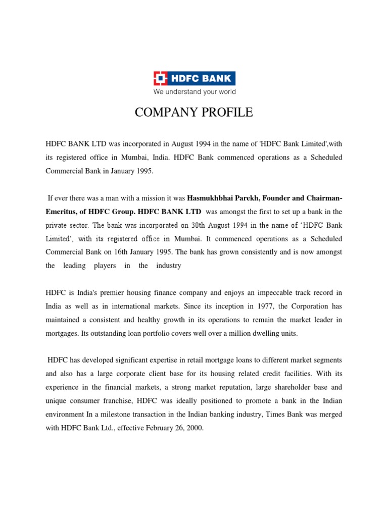 HDFC Bank Project Report | PDF | Pension | Banks