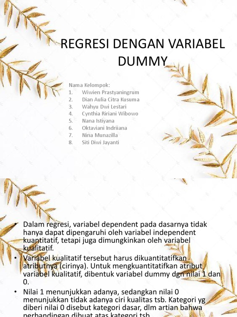 Regresi Dengan Variabel Dummy | PDF