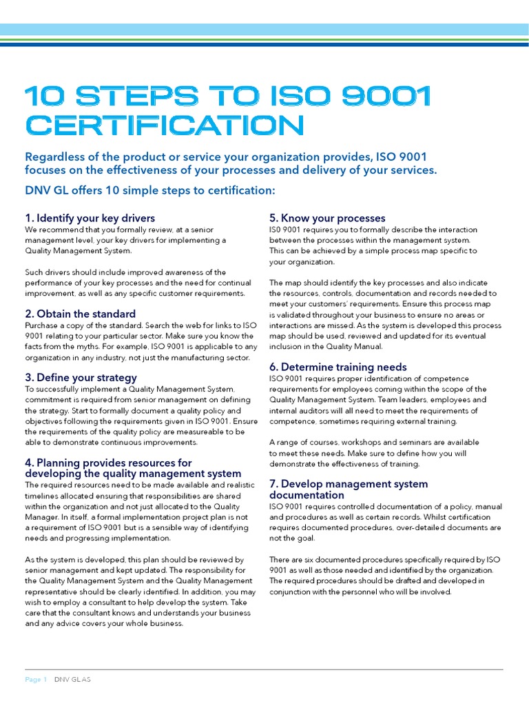 10 STEPS TO ISO 9001 CERTIFICATION - tcm12-52346 PDF | PDF | Iso 9000 | Quality Management System
