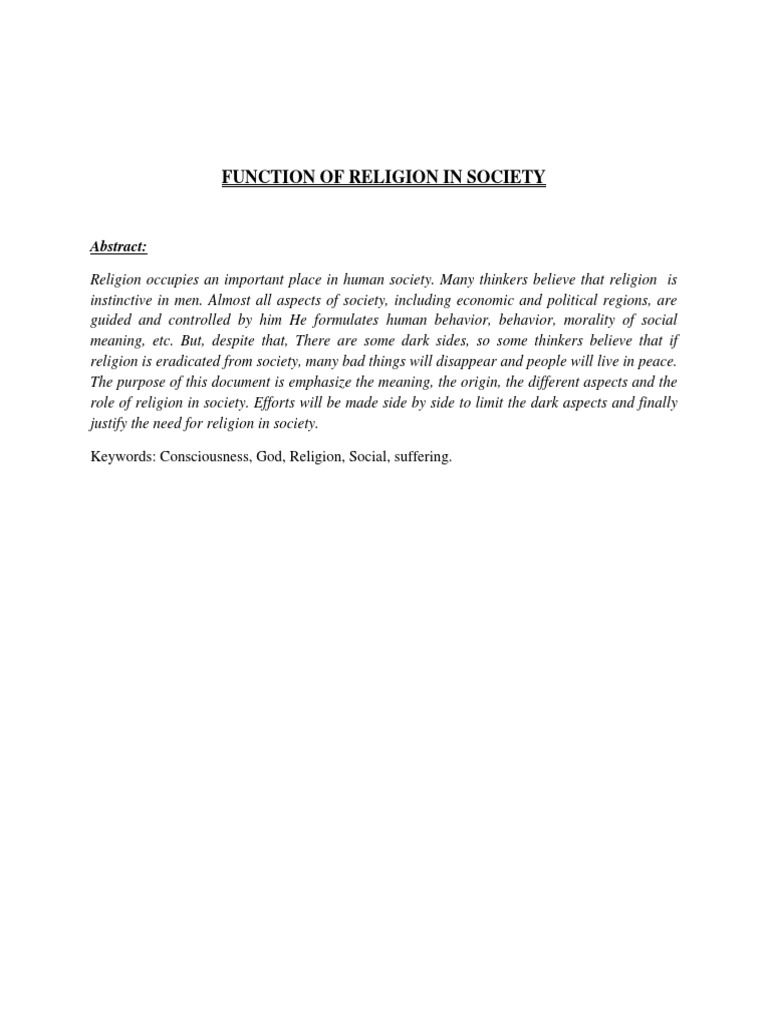 Function of Religion in Society | PDF | Max Weber | Religious Experience