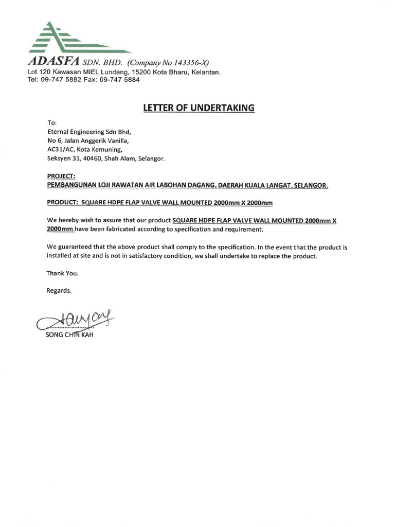 Letter Undertaking | PDF