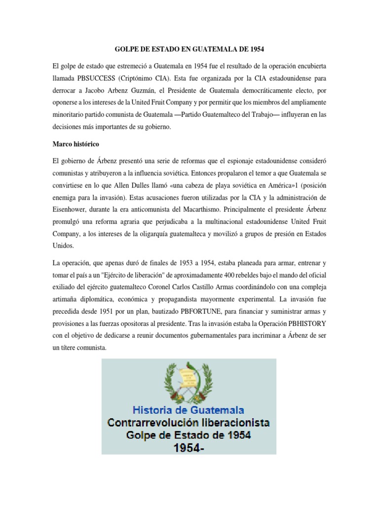 Golpe de Estado en Guatemala 1954 | PDF | Relaciones internacionales ...