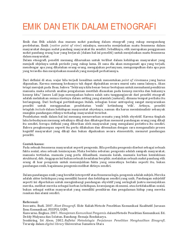 Emik Dan Etik Dalam | PDF
