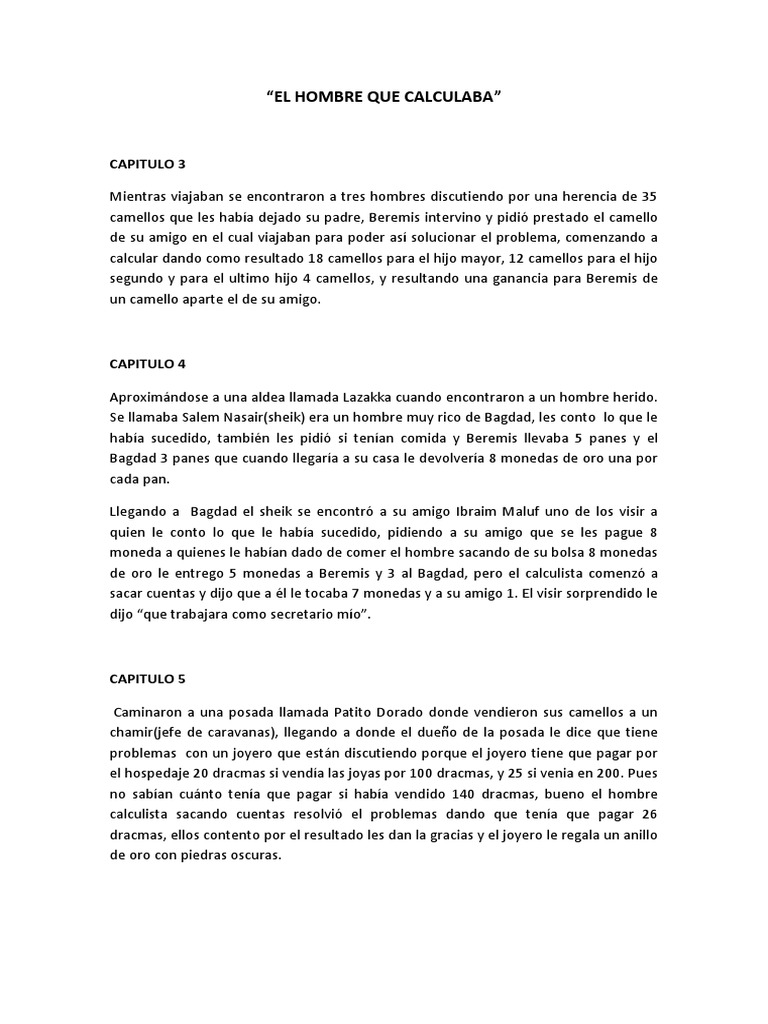 El Hombre Que Calculaba Capitulo 3-4-5-6 | PDF