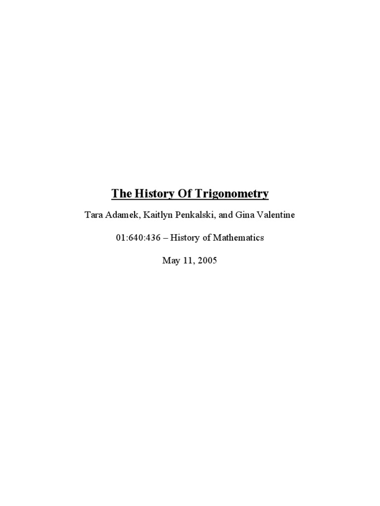 History of Trig | PDF | Trigonometry | Trigonometric Functions