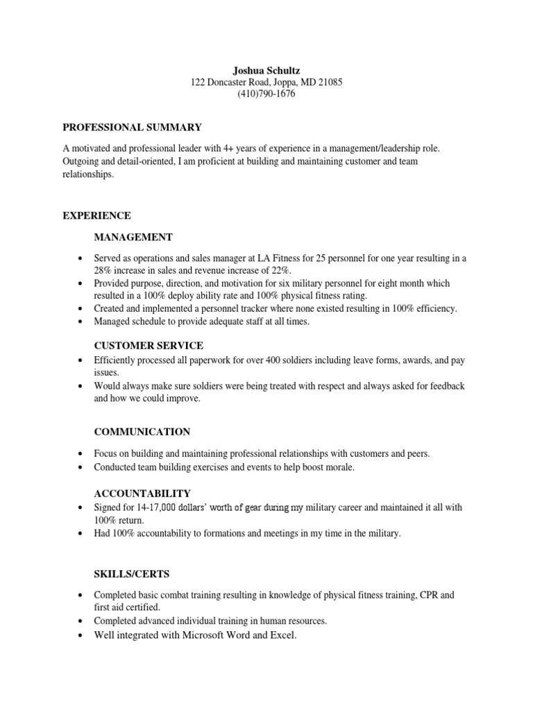 Joshua Schultz | PDF | Leadership | Employment