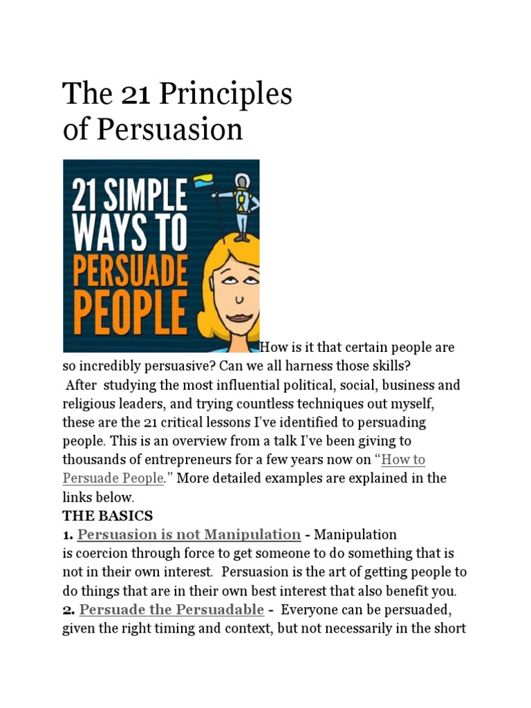 21 Persuasion Techniques | PDF | Persuasion | Action (Philosophy)