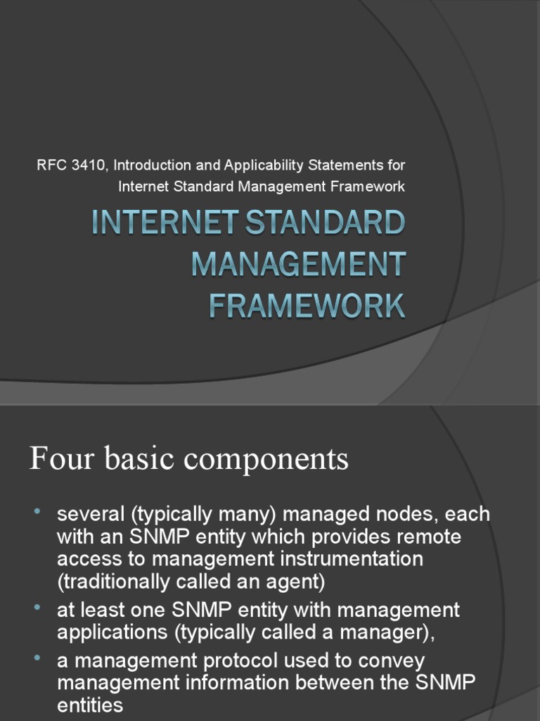 RFC 3410, Introduction and Applicability Statements For Internet ...
