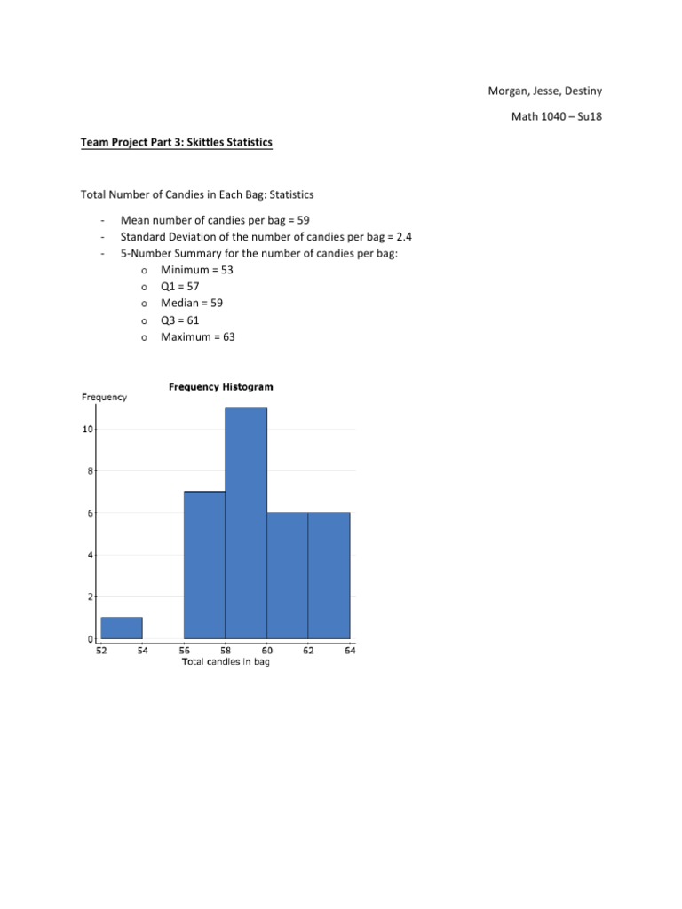 Team Project Part 3: Skittles Statistics | PDF