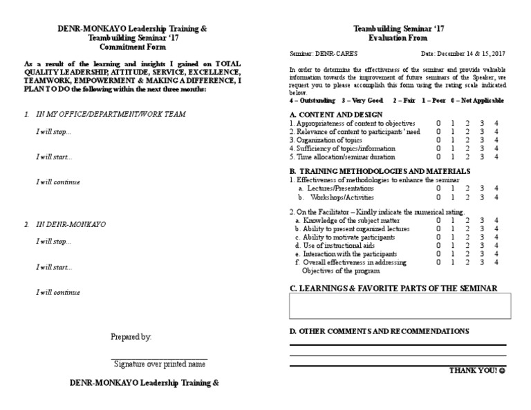 Denr Commitment Form | PDF | Lecture | Team Building
