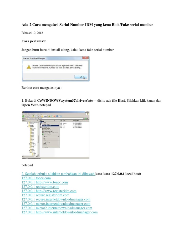 Ada 2 Cara Mengatasi Serial Number IDM Yang Kena Blok | PDF