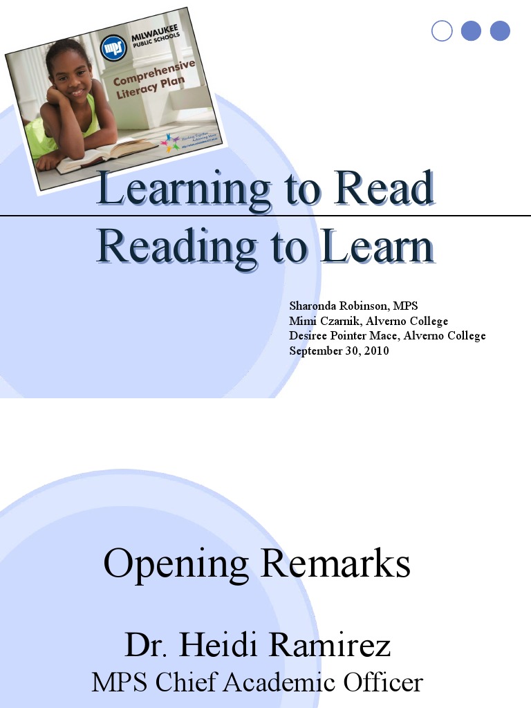 Learning To Read Reading To Learn | PDF | Metacognition | Reading ...