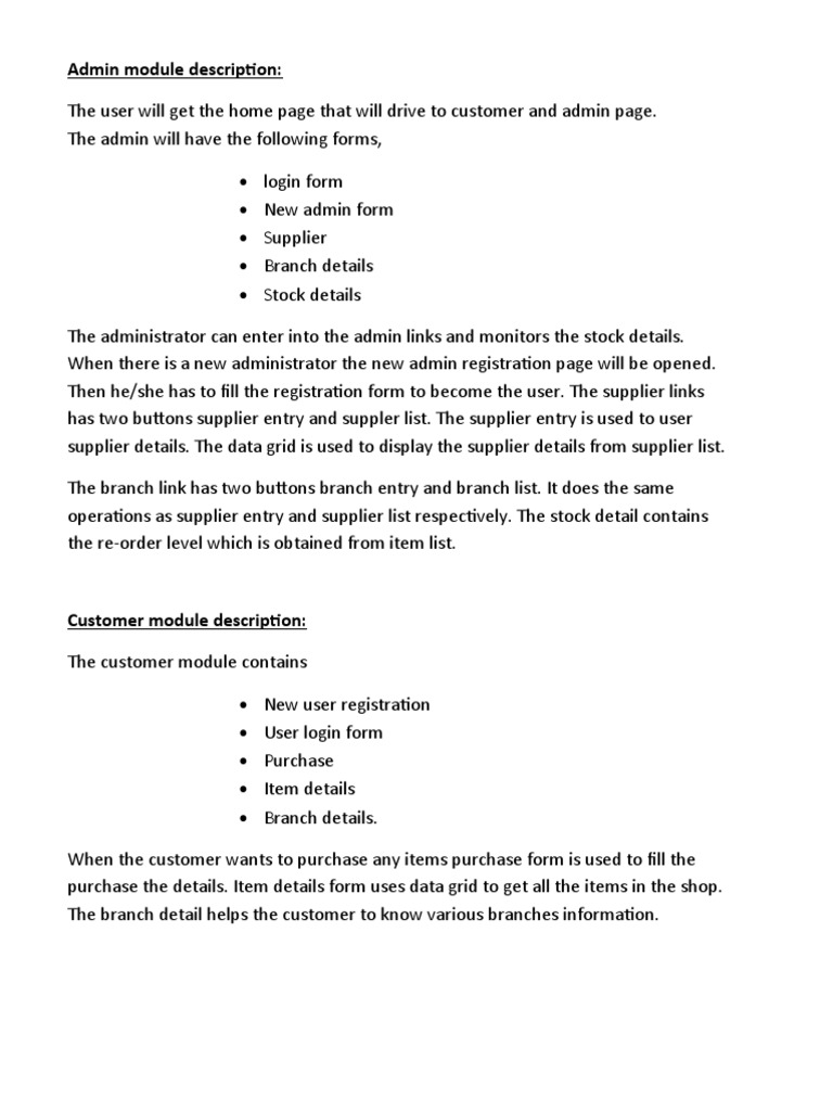 Admin Module Description | PDF | Finance & Money Management