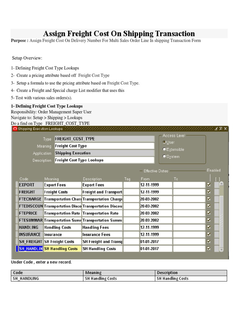 Assign Freight Cost On Shipping Transaction | PDF | Pricing | Pl/Sql