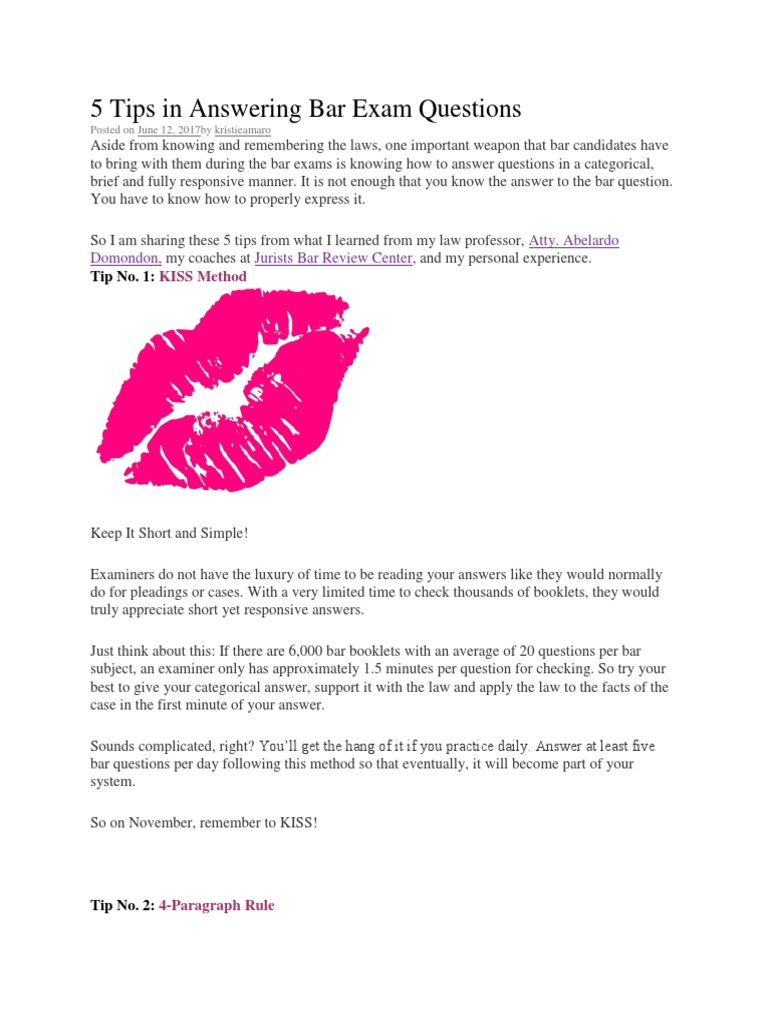 5 Tips in Answering Bar Exam Questions: Atty. Abelardo Domondon ...