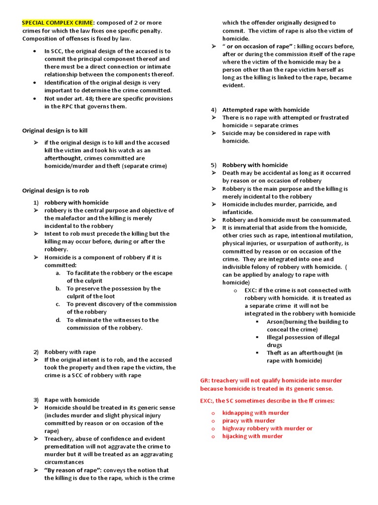 Special Complex Crime | PDF | Murder | Robbery