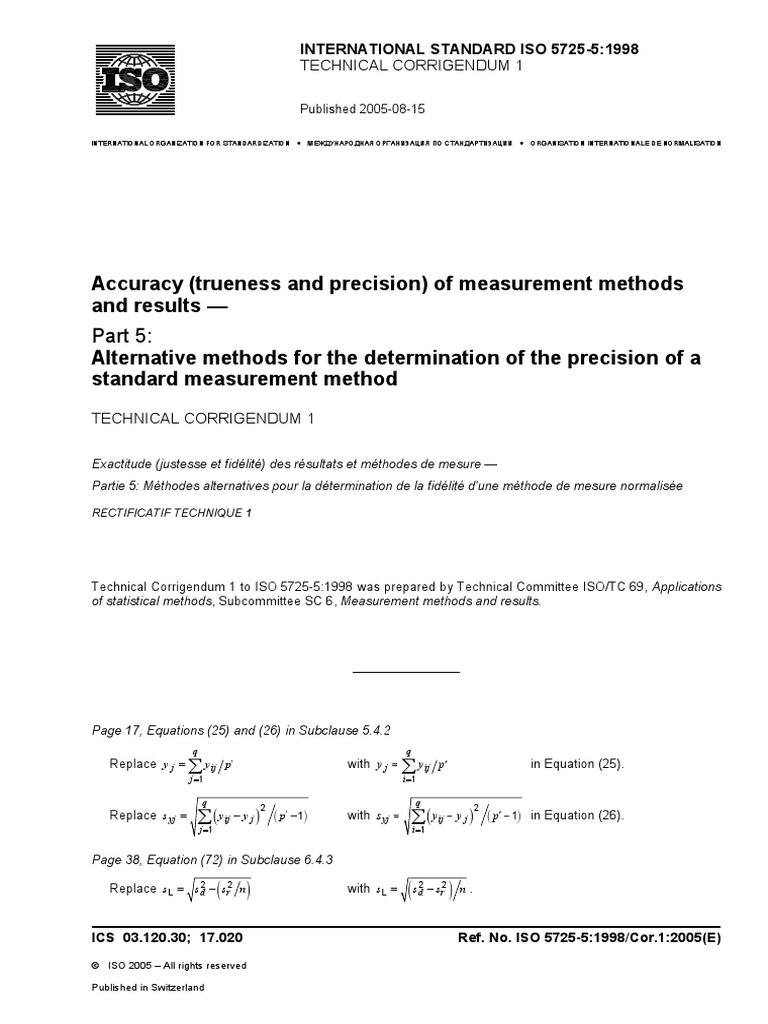 ISO 5725-5 - 1998 - Cor - 1 - 2005 (E) - Accuracy (Trueness and ...