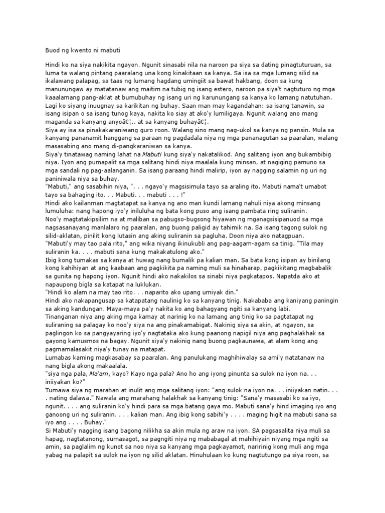 Buod NG Kwento Ni Mabuti | PDF