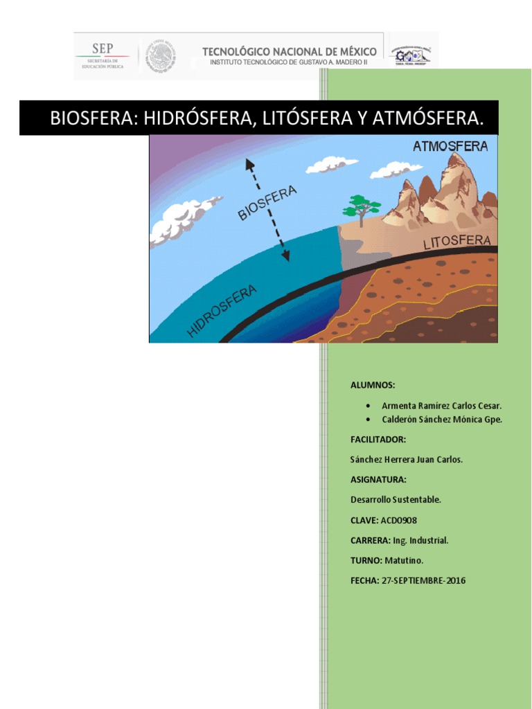 Biosfera,Hidrosfera,Atmosfera,Litosfera ARMENTA CALDERON | Atmósfera de ...
