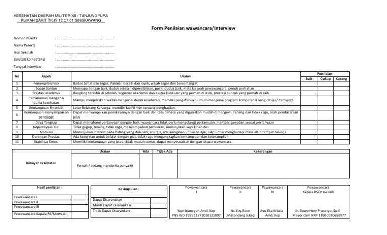 Form Penilaian Interview Edit | PDF