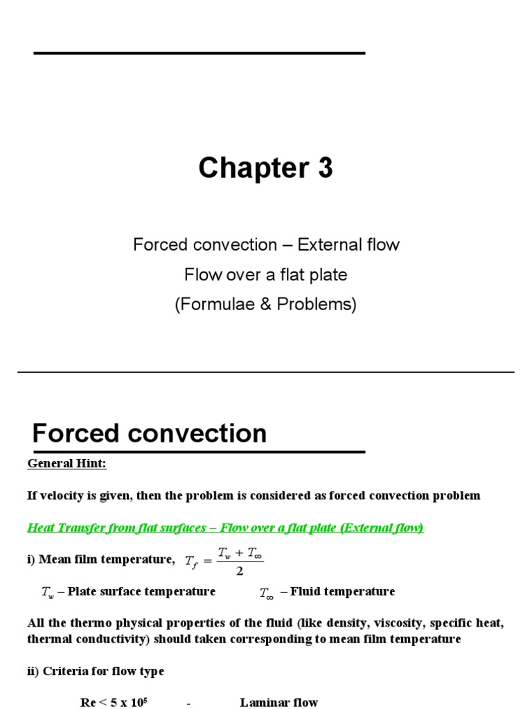 Class IV - Forced Convection - External Flow - Flat Plate - Formulae & Problems | Download Free ...