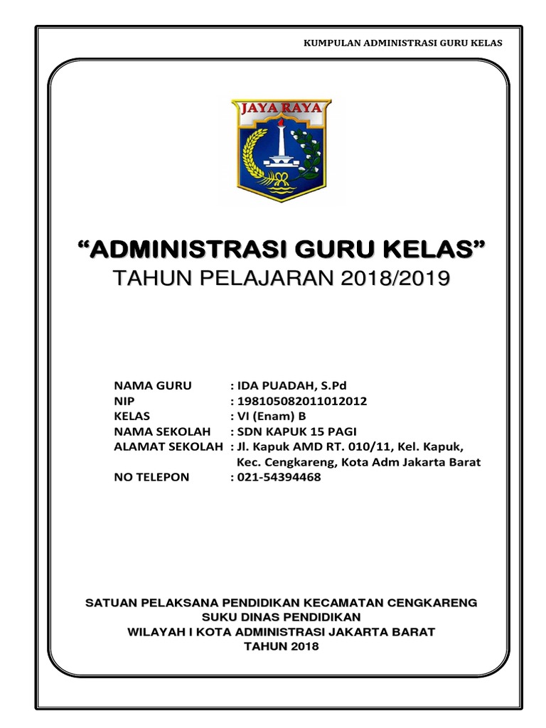 Cover Administrasi Guru Kelas | PDF