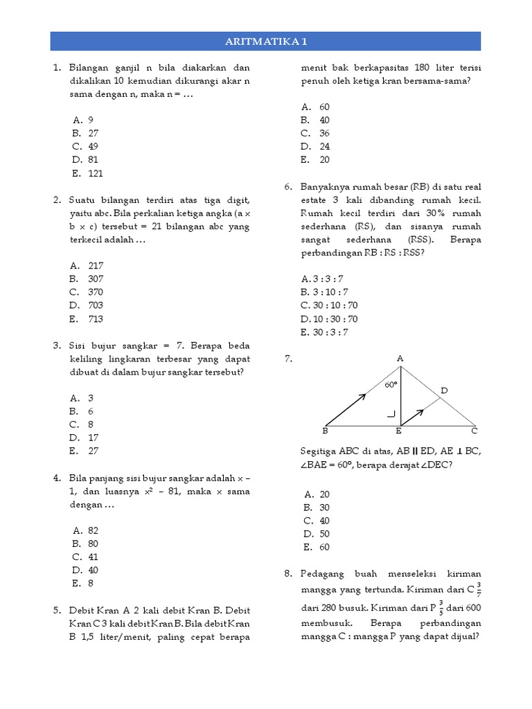 Aritmatika Dasar 1 | PDF