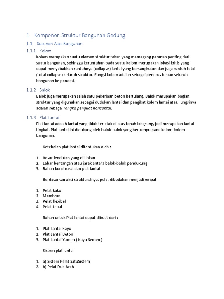 Komponen Struktur Bangunan Gedung | PDF | Seni