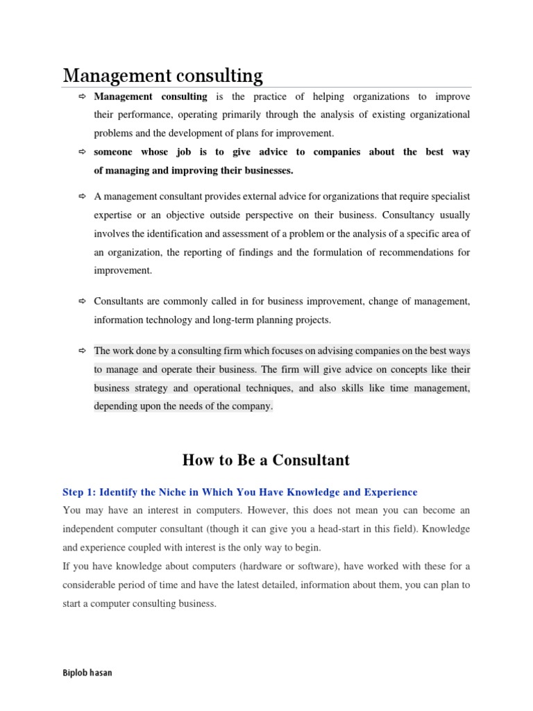 Management Consulting: How To Be A Consultant | PDF | Consultant | Expert