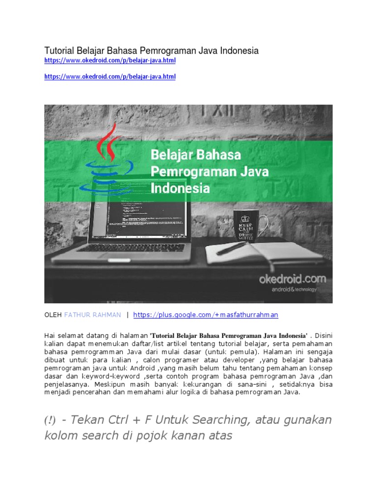 Tutorial Belajar Bahasa Pemrograman Java Indonesia | PDF