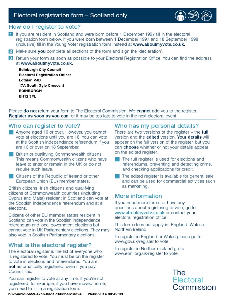 Electoral Registration Form - Scotland Only: How Do I Register To Vote ...
