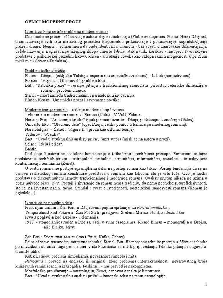 Oblici Moderne Proze PDF | PDF