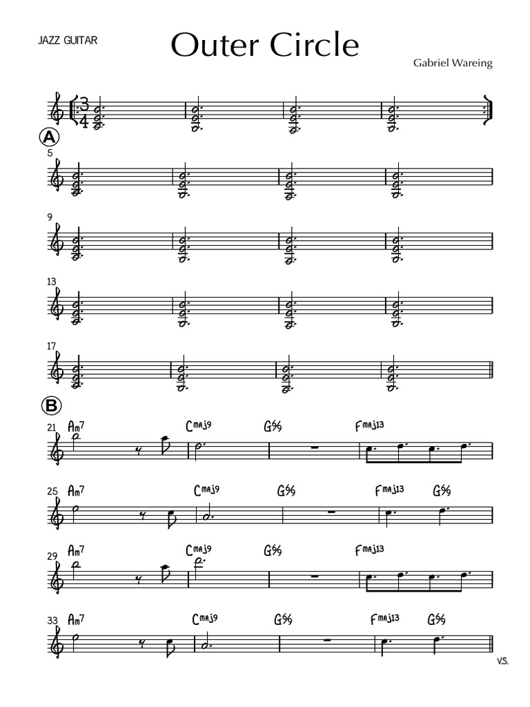 Outer Circle: A 7 CŒ Š9 G% FŒ Š13 | PDF | Sound | Popular Music