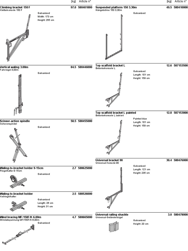 Doka Climbing Systems Article Listing | PDF | Scaffolding | Nature