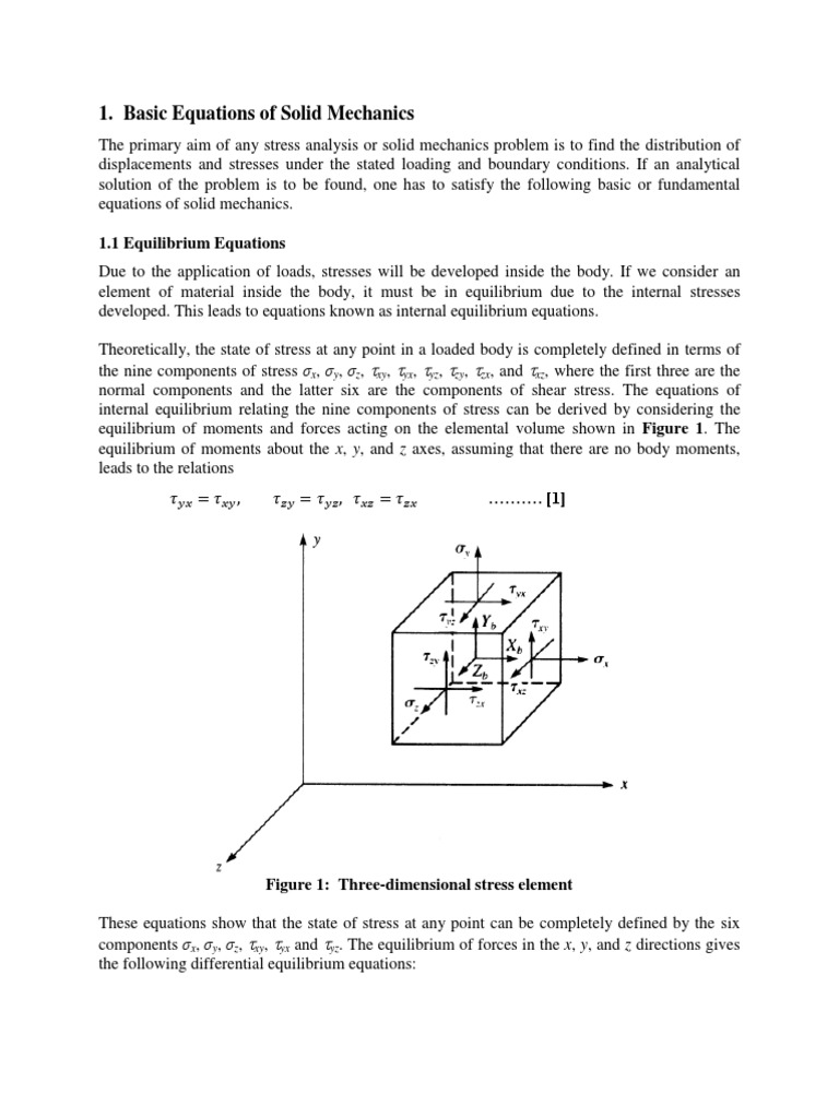 Basic Equations of Solid Mechanics | PDF | Stress (Mechanics ...