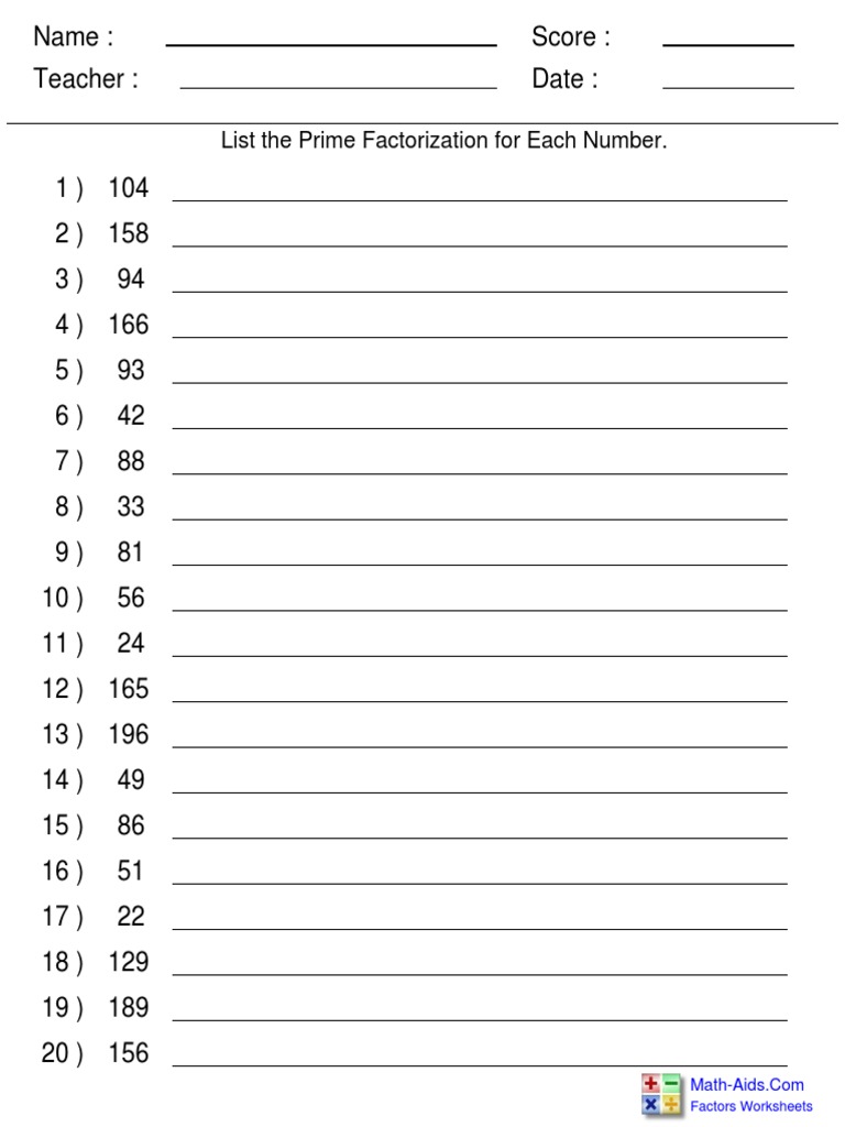 Factor List Prime Factorization | PDF