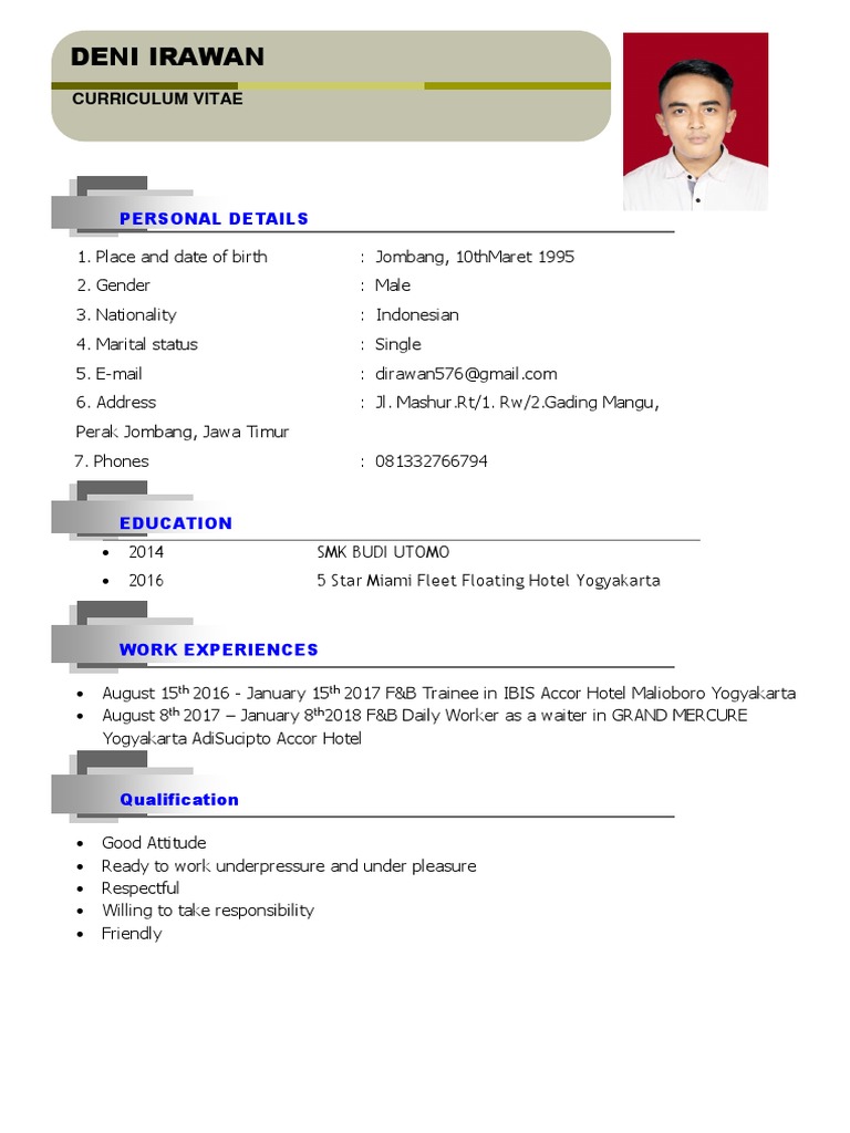 Deni Irawan: Personal Details | PDF