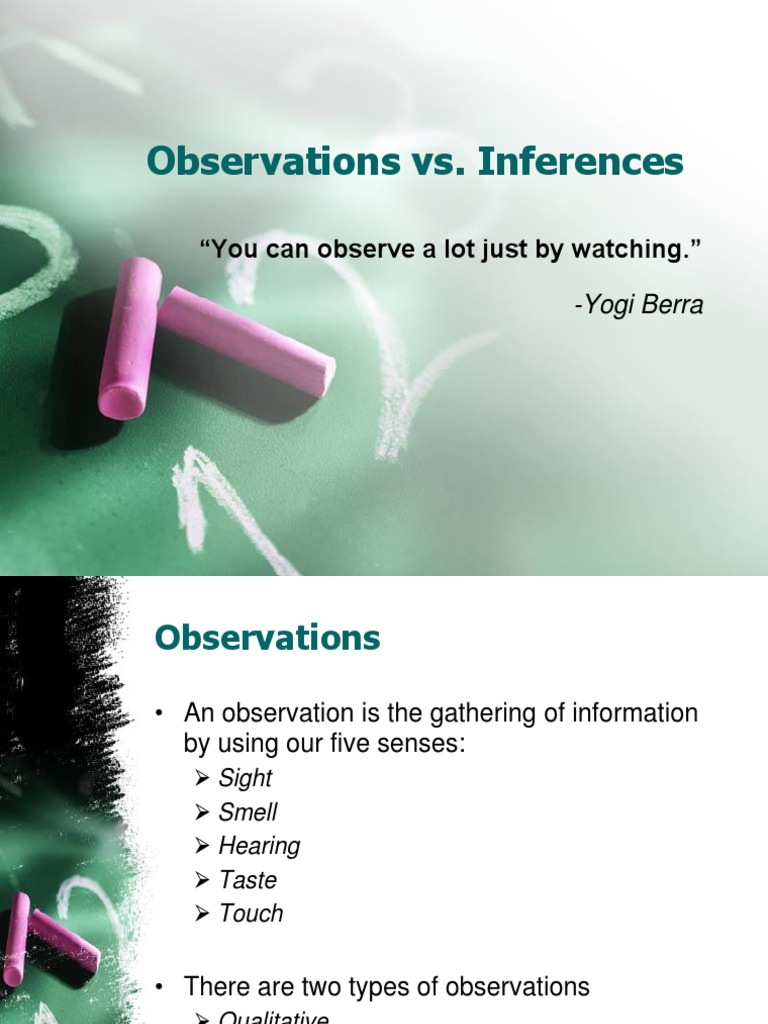Observations Vs Inferences Present | PDF | Observation | Level Of Measurement