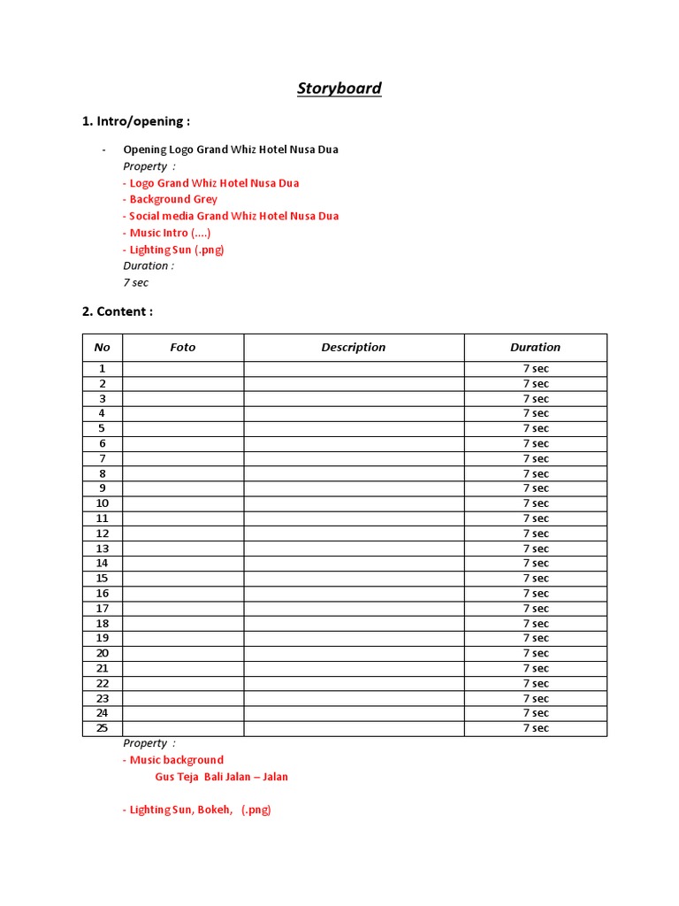 Storyboard 1 Intro Opening Pdf