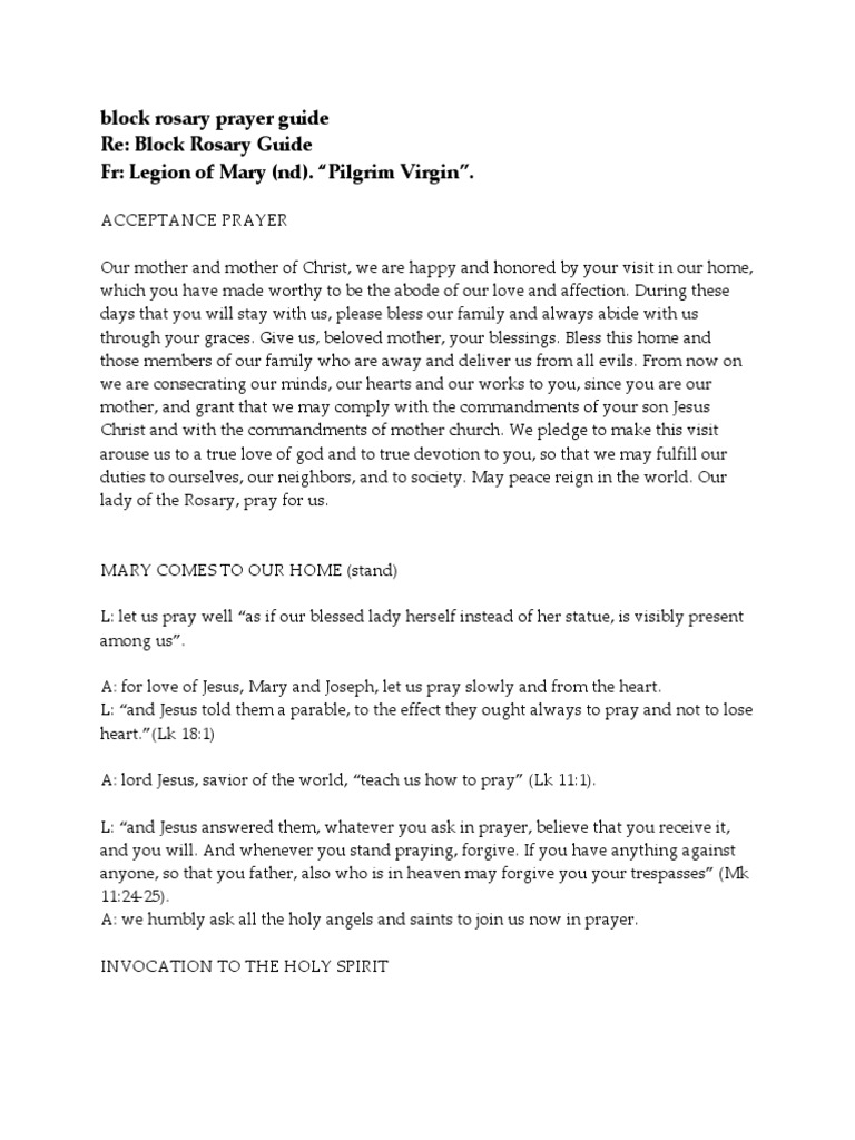 Block Rosary Prayer Guide | PDF | Mary, Mother Of Jesus | Rosary