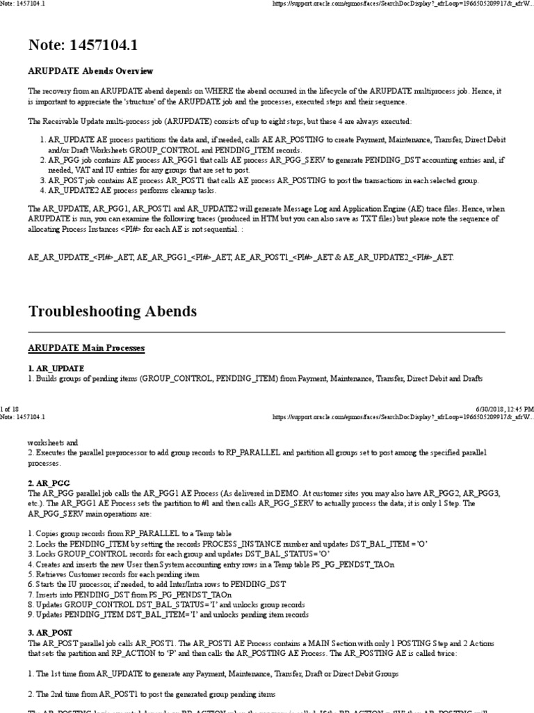 ARUpdate Issues Peoplesoft | PDF | Sql | Table (Database)