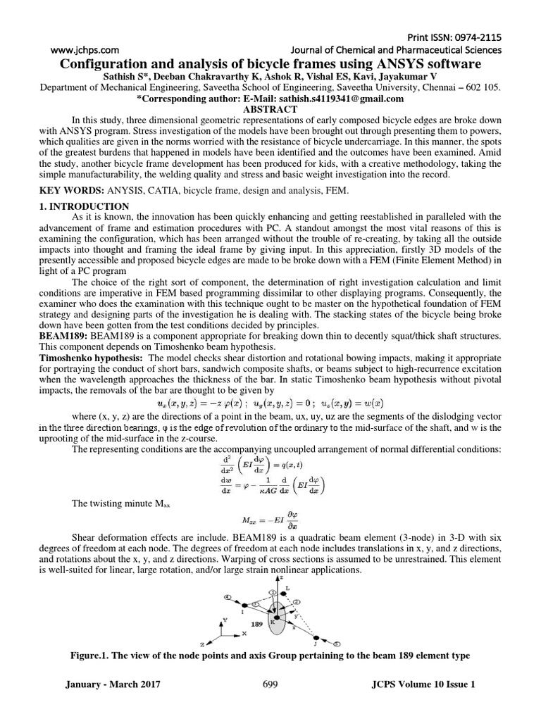 Configuration and Analysis of Bicycle Frames Using ANSYS Software | PDF | Beam (Structure ...