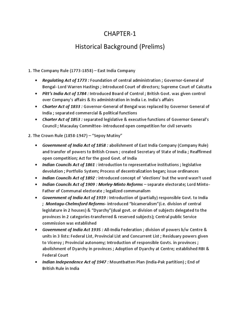 Chapter-1 Historical Background (Prelims) | PDF | Constitution | Partition Of India